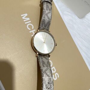 Michael Kors | Accessories | Michael Kors Addyson Gold Dial Pvc Mk Logo ...